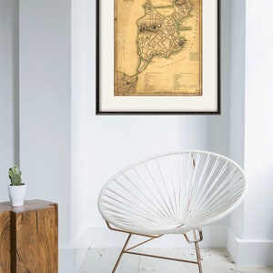 Boston Map Print Map Vintage Old Maps Antique Prints Poster Map Decor ...