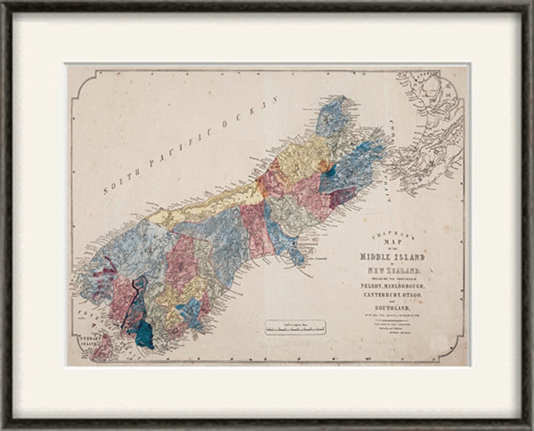 New Zealand Map Vintage Map Print Antique Map Old Prints Map Wall Art ...