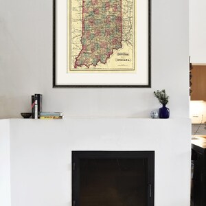 Indiana Map Print State Map Vintage Old Maps Antique Prints Poster Map ...