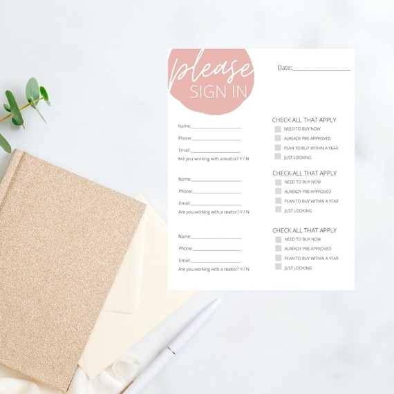 Please Sign in Open House Printable | Etsy