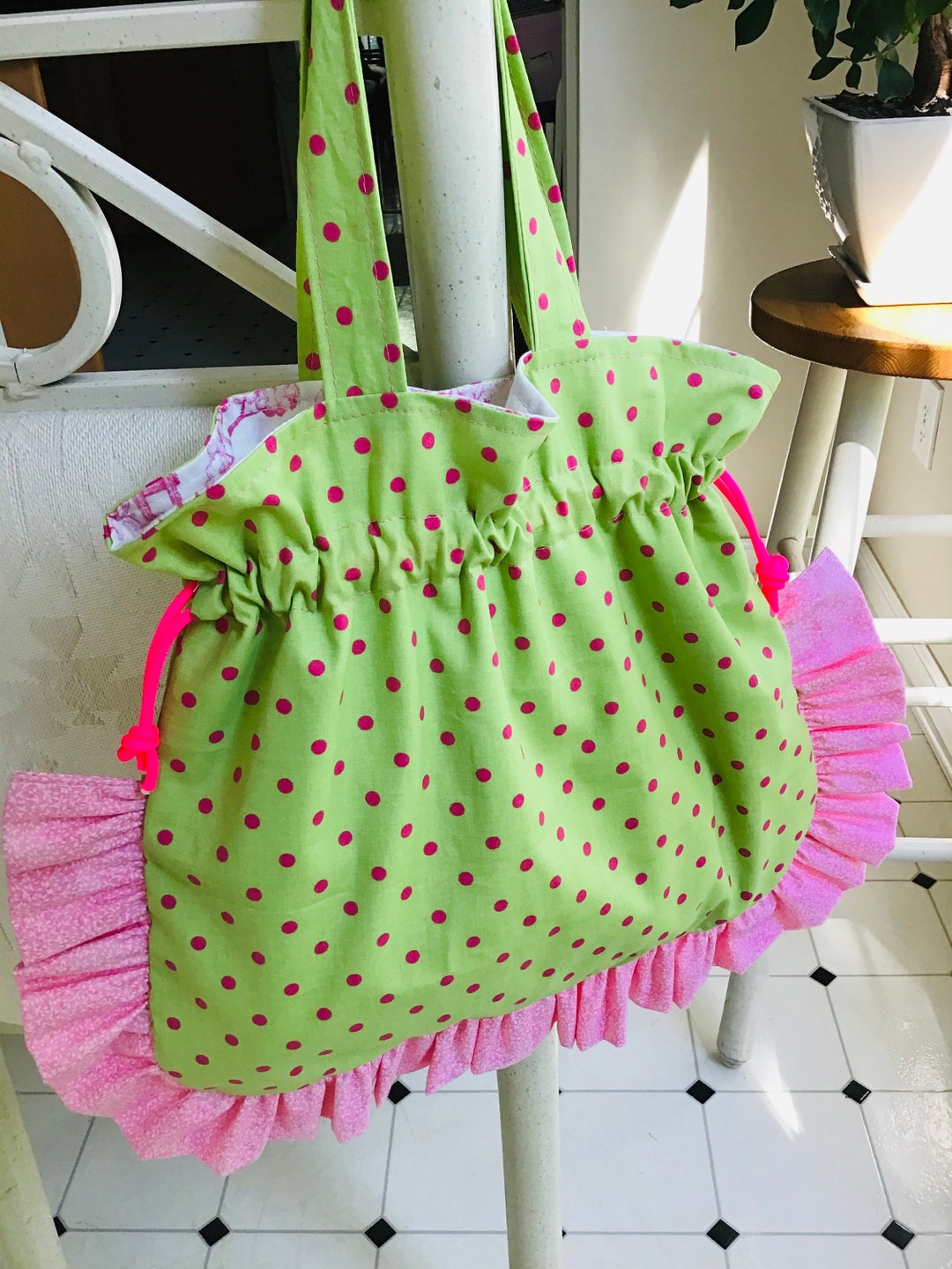 Fabric Bag, Simple Bag, Tote Bag, Grocery Bag, Watermelon Bag, Polka ...