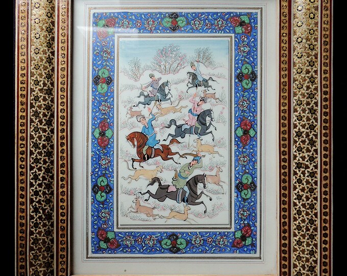 Antique Persian Miniature Hunting Scene - Etsy