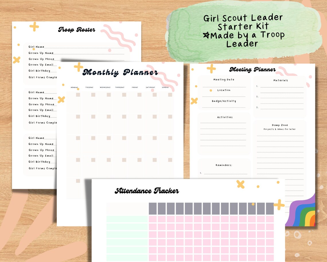 Girl Scout Troop Leader Starter Kit Binder All Levels Cute Retro With ...