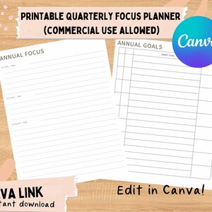 Commercial Use Focus Planner- Printable and Goodnotes- Canva Template ...