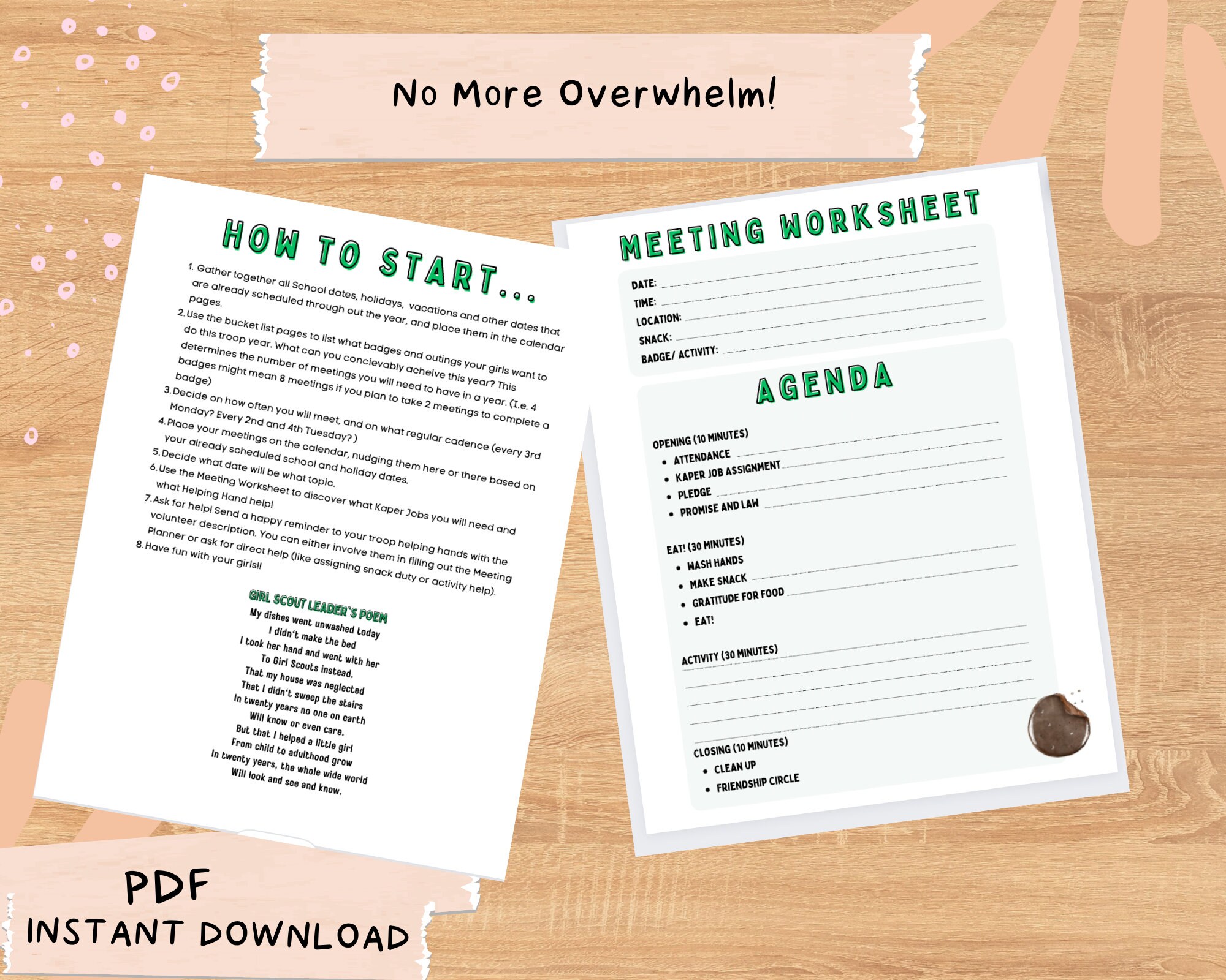 Printable Girl Scout Troop Leader Year Planner Workbook With Free Badge ...