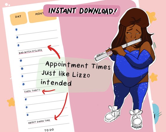 Lizzo Themed Daily Printable Planner Pdf With Free Digital | Etsy