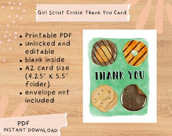 Printable ABC BAKERY Girl Scout Cookie 2024 Thank You Tag Thank You ...