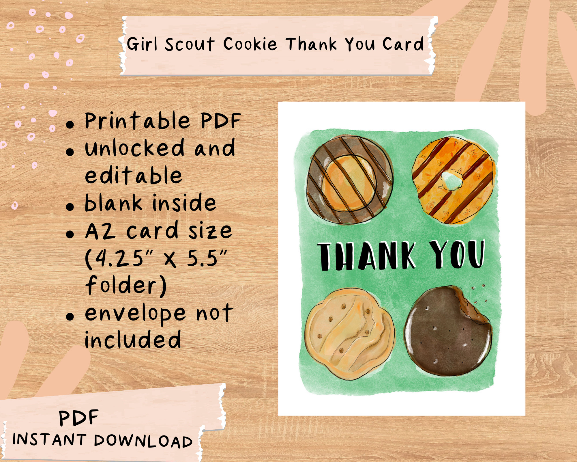Girl Scout Printable Thank You Card for Cookie Sales! - Etsy