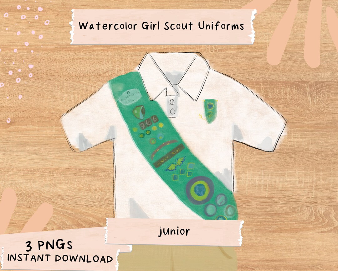 Junior Girl Scout Watercolor Uniform Clip Art - Etsy