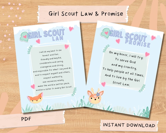 Daisy Brownie Cadette Girl Scout Law and Girl Scout Promise - Etsy