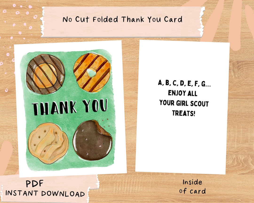 Girl Scout Print & Fold Thank You Card for Cookie Sales! - Etsy