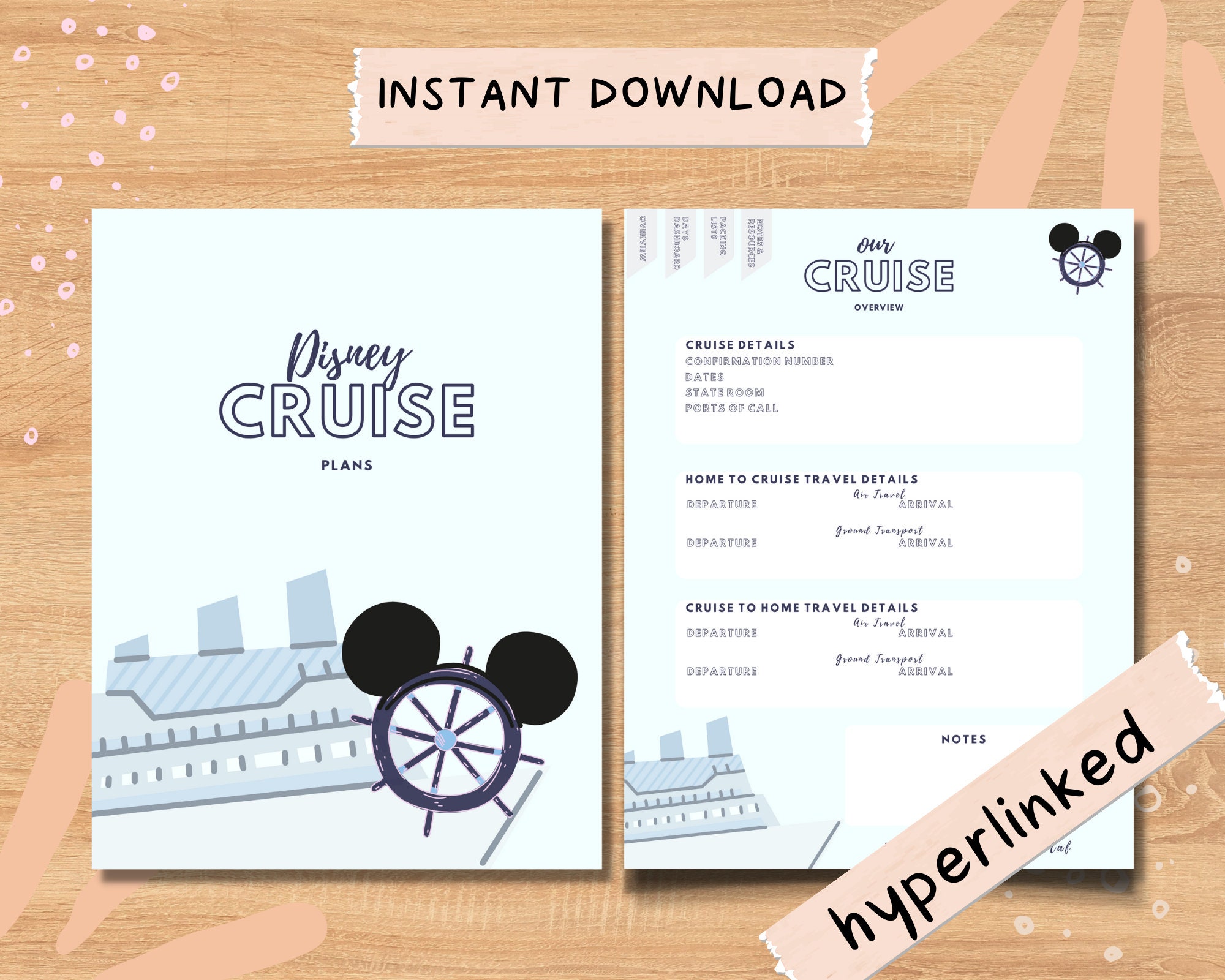 Cute 4 Day Mouse Cruise Digital Planner! Hyperlinked for Good Notes ...
