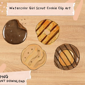Girl Scouts Cookie Cute Watercolor Clipart - Etsy
