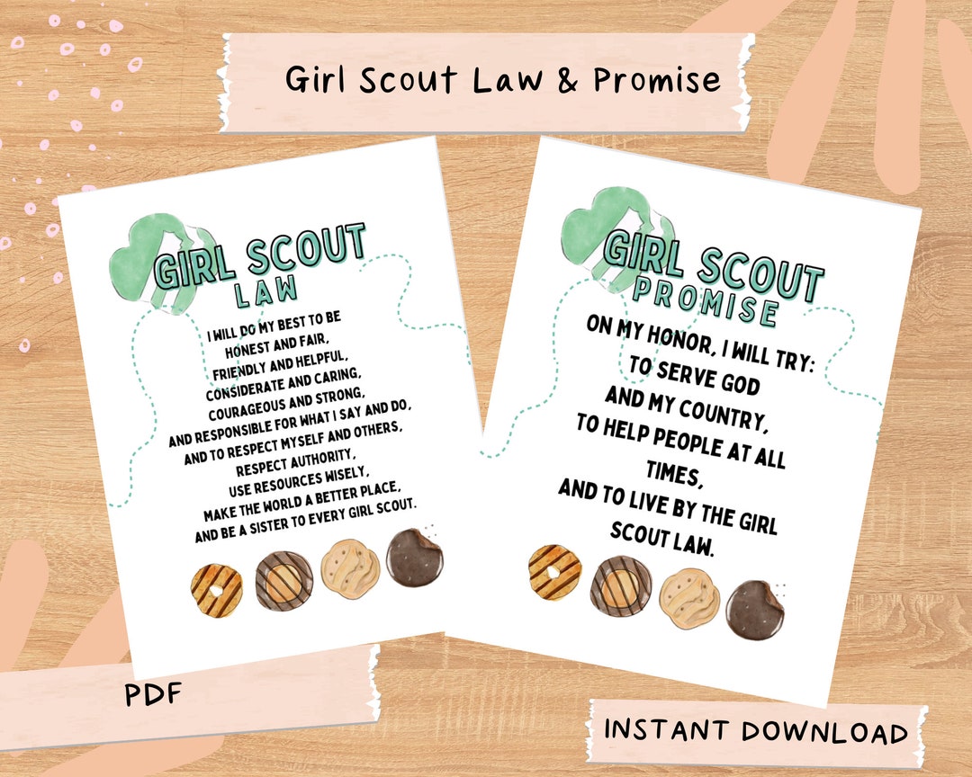 Daisy Brownie Cadette Girl Scout Law and Girl Scout Promise Printable ...