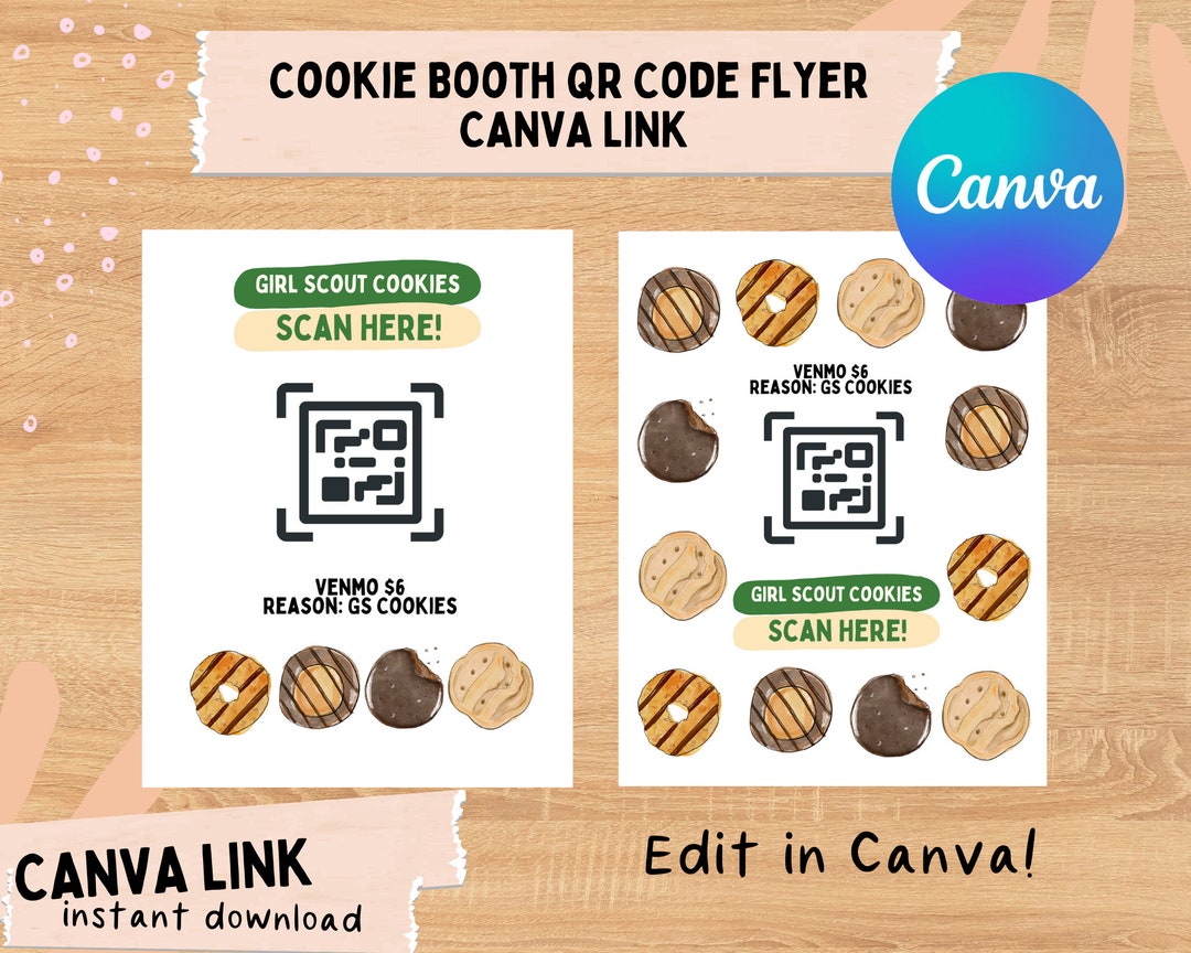 Canva Template: Girl Scout Cookie Booth QR Code Flyer - Etsy