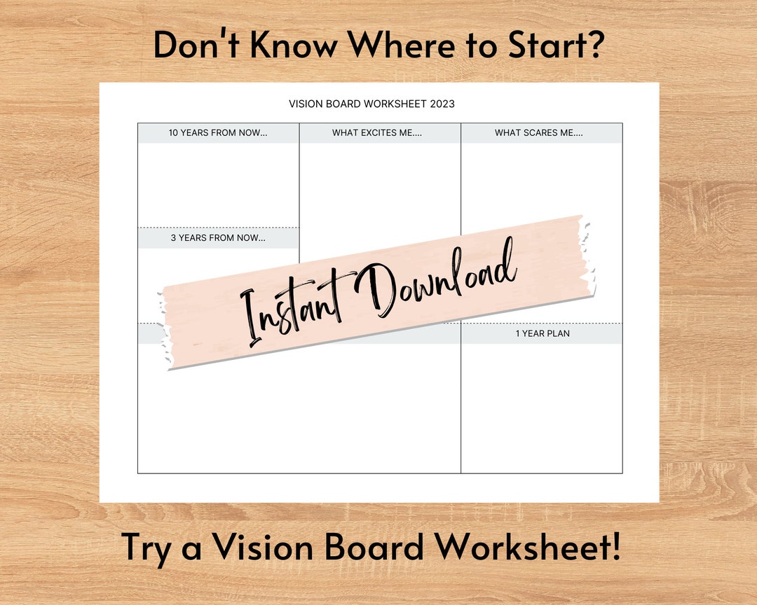 Vision Board Worksheet Printable PDF - Etsy