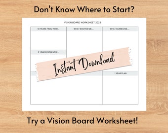 Vision Board Worksheet Printable, Goal Setting Worksheet, Printable ...