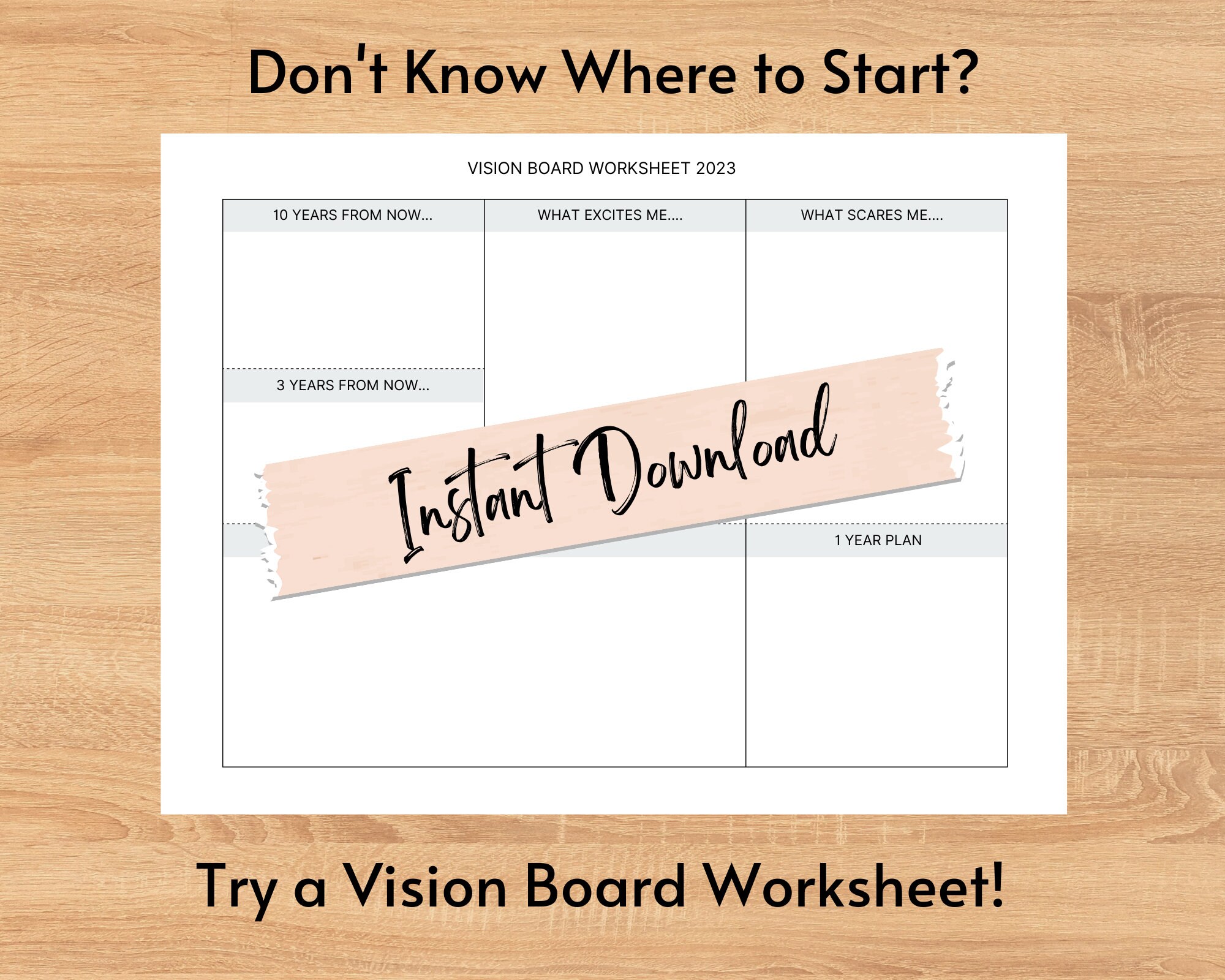 Vision Board Worksheet Printable PDF - Etsy