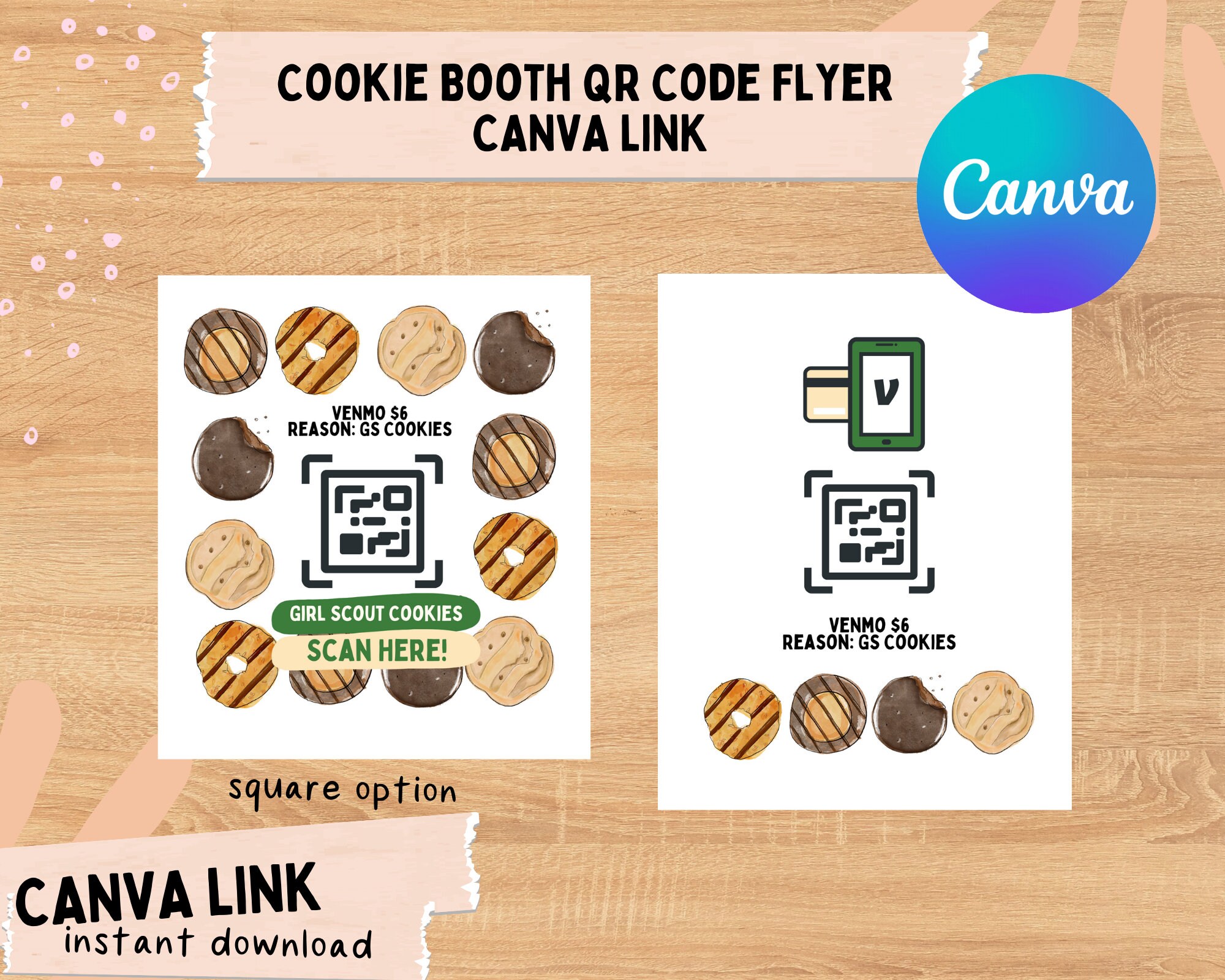 Canva Template: Girl Scout Cookie Booth QR Code Flyer - Etsy