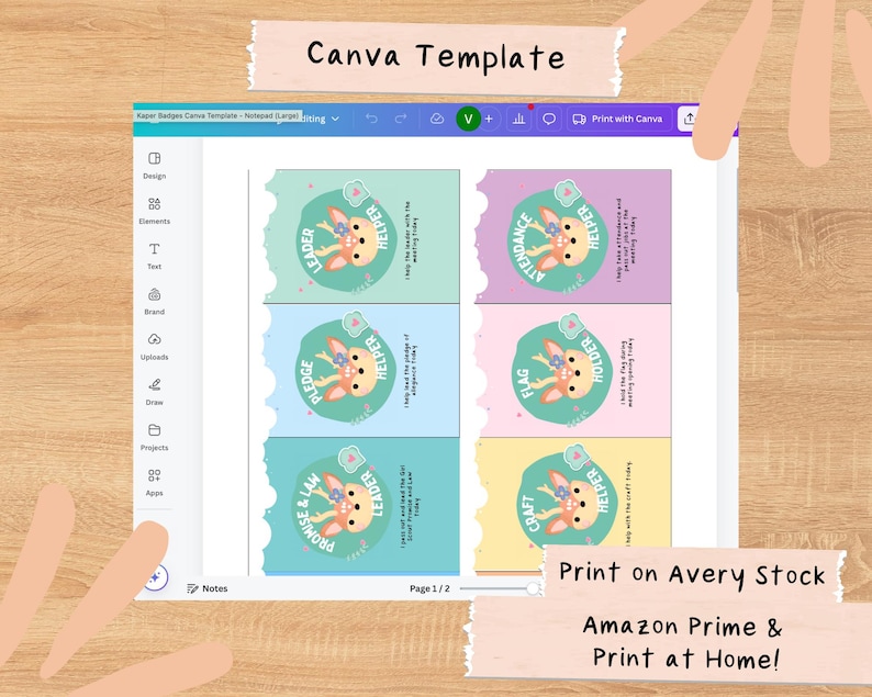 Girl Scout Canva Template Kaper Chart Printable Badges for Daisy ...