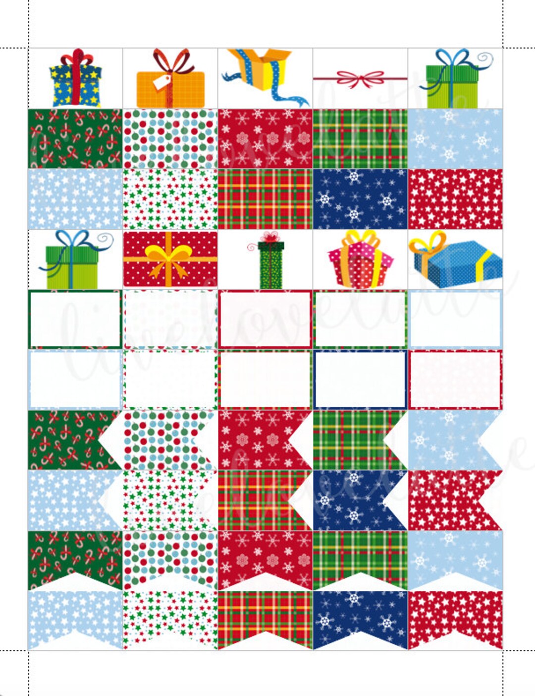 CHRISTMAS WRAPPED GIFTS Boxes Half Box Page Flags for Use With - Etsy