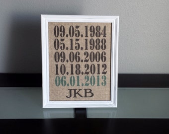 Burlap Print Custom Important Date Print What a Difference