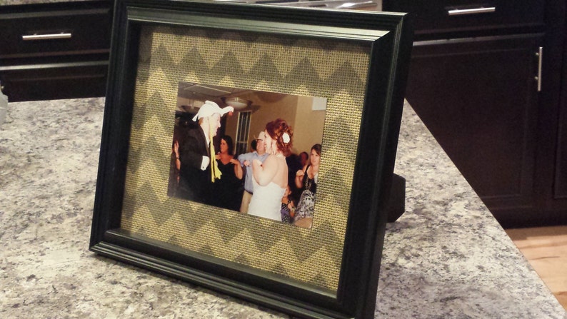 Picture Frame With Burlap Mat Chevron or Plain quantity 2 - Etsy