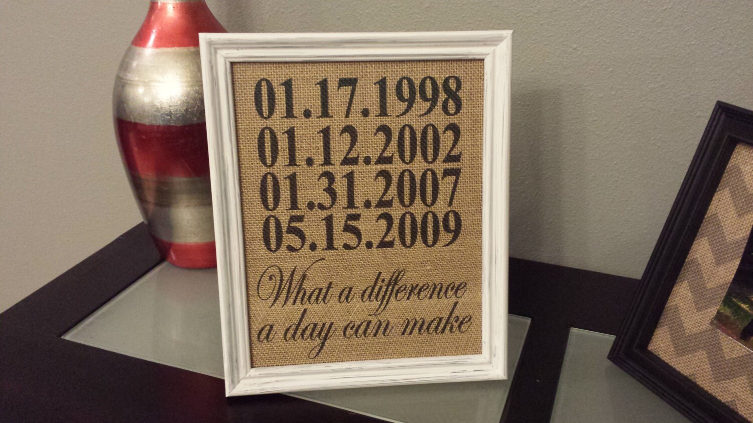 Burlap Print Custom Important Date Print What a Difference - Etsy