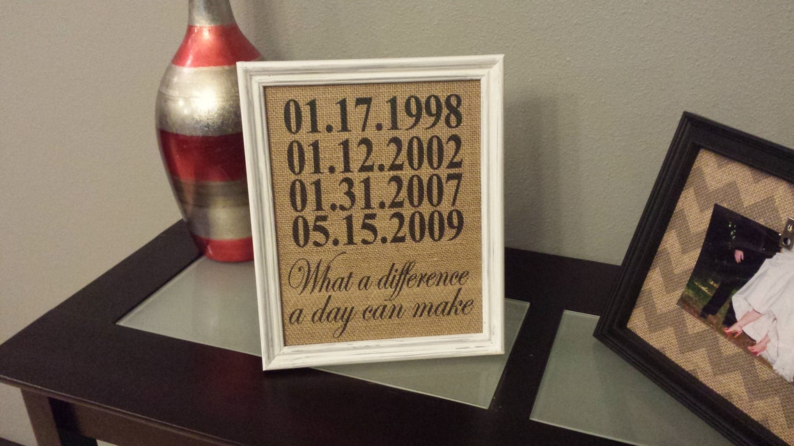 Burlap Print Custom Important Date Print What a Difference | Etsy