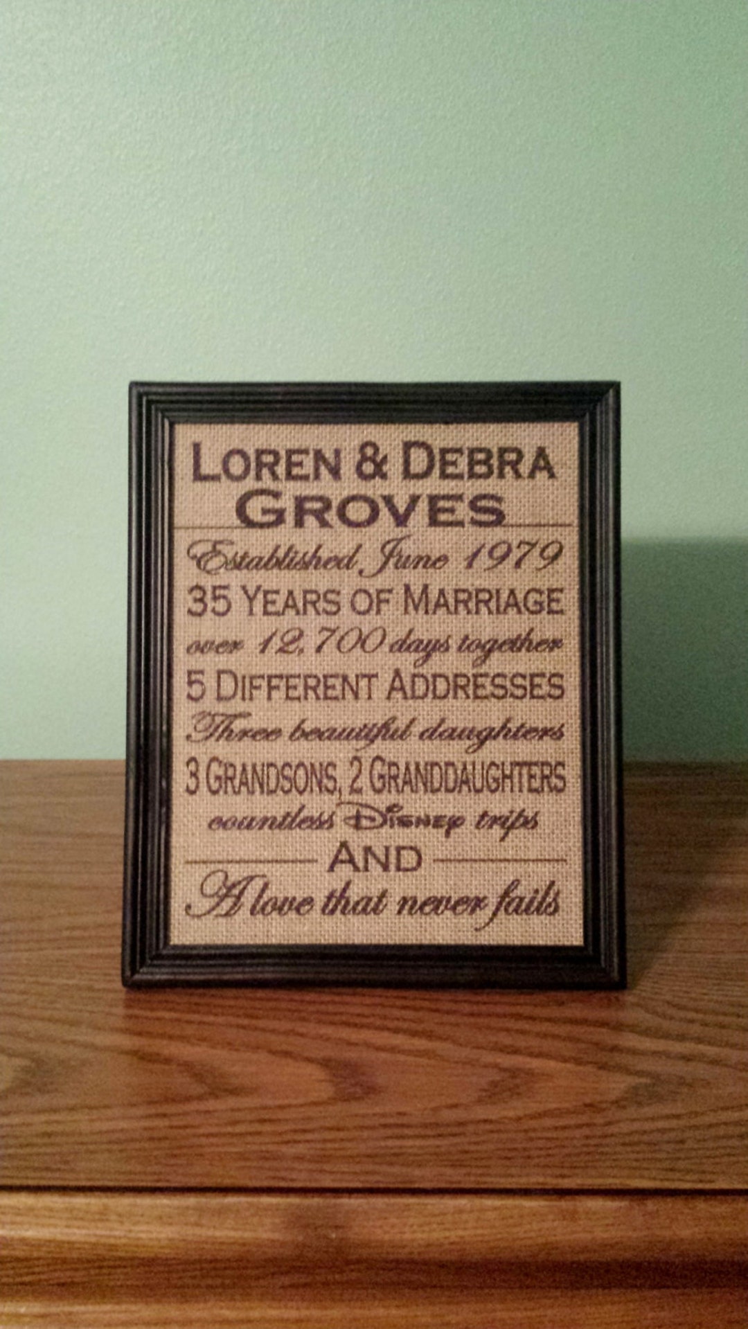 Framed Burlap Print Love Statistics for Couple Love Stats 50th 25th ...