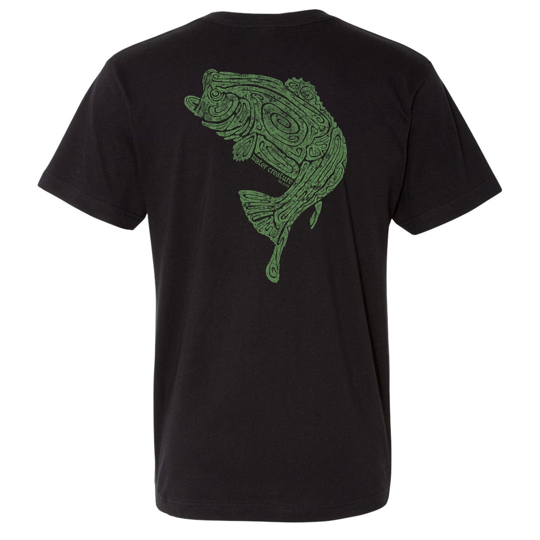 Water Creature Largemouth Bass Fish Shirt Hand Screen Printed Men's ...