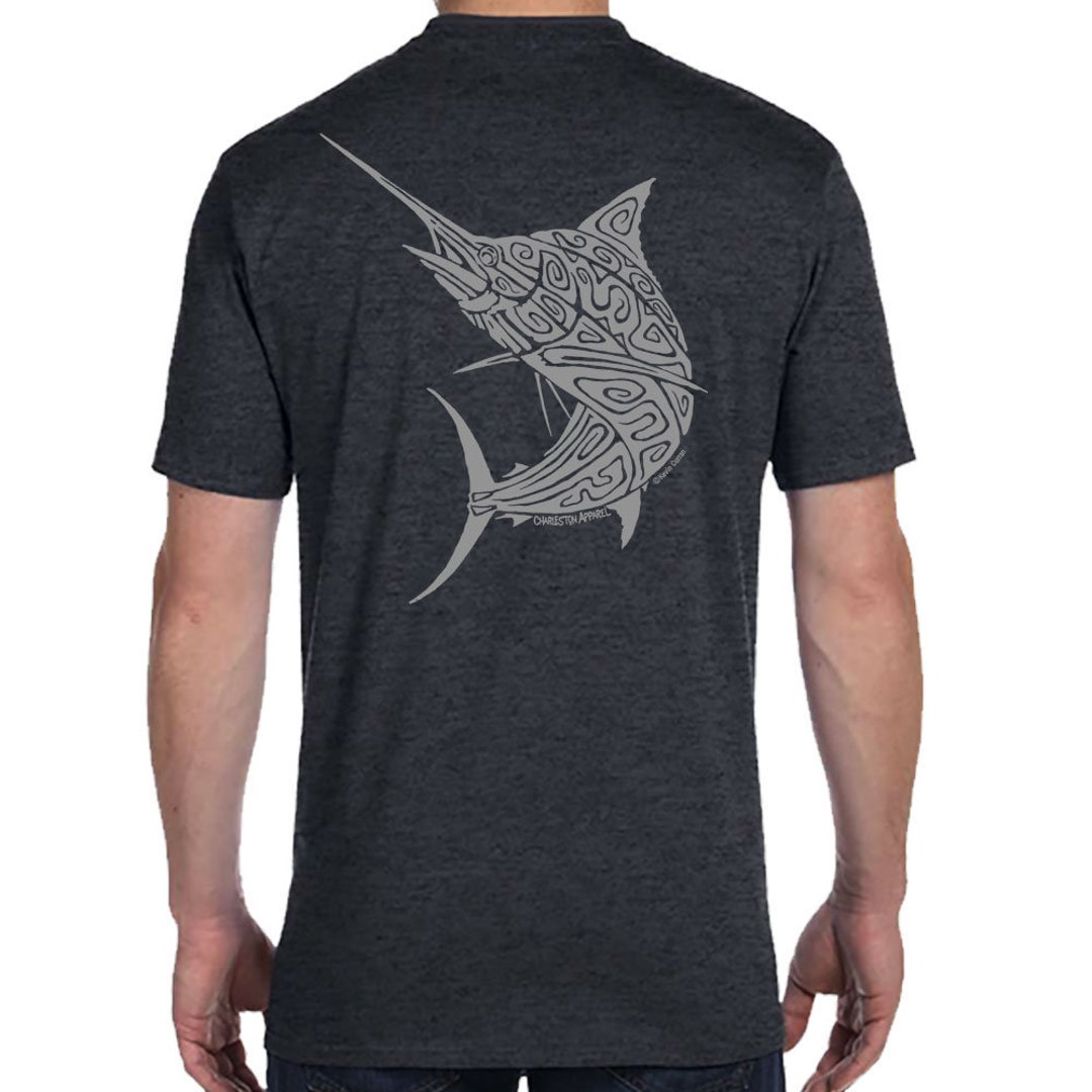 Marlin Billfish Design Men's and Ladies Sizes Available Dark Heather ...