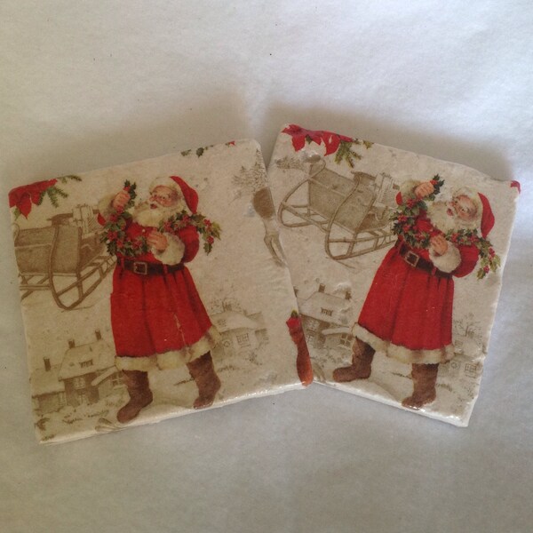 Santa Coasters - Etsy