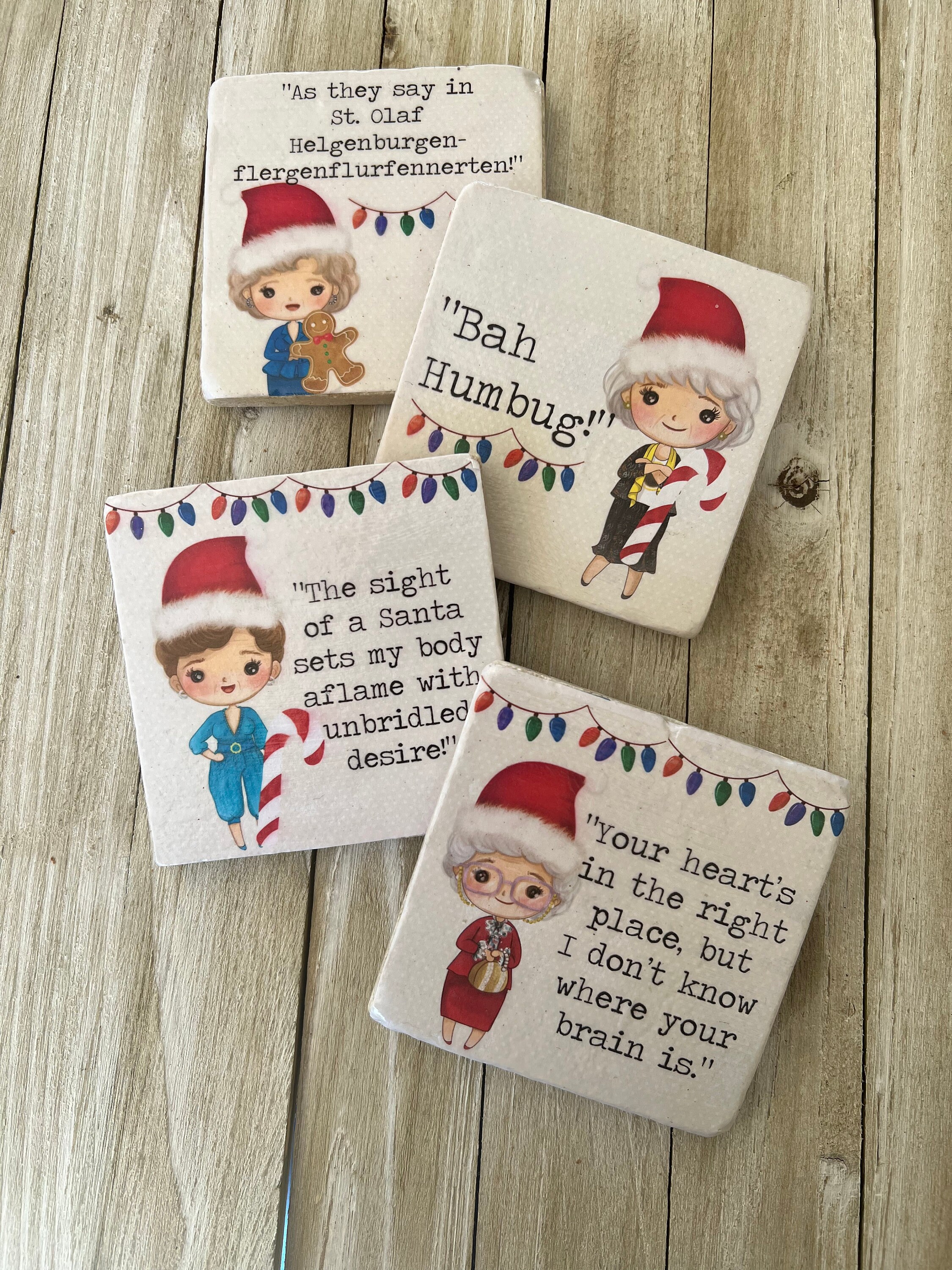 Natural Stone Gnome Christmas Coasters, Merry Christmas Gnome Coasters ...
