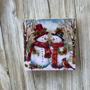 Natural Stone Snowman Coasters, Christmas Coasters, Holiday Coasters ...