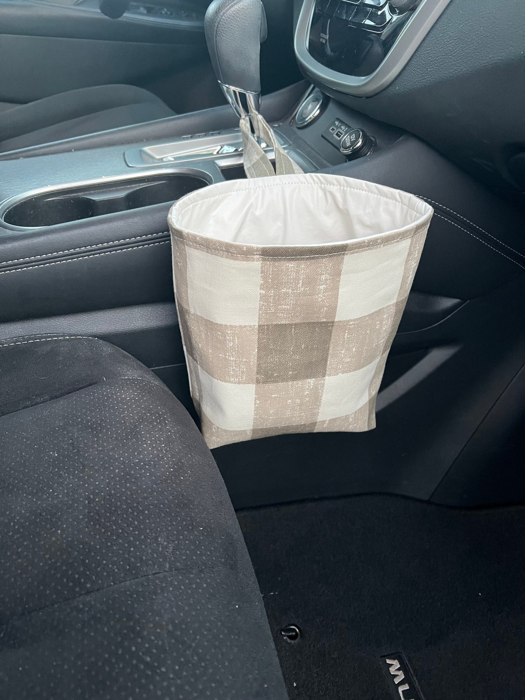 Car Trash Bag, Check Pattern Car Trash Bag, Car Accessories, Car Trash ...