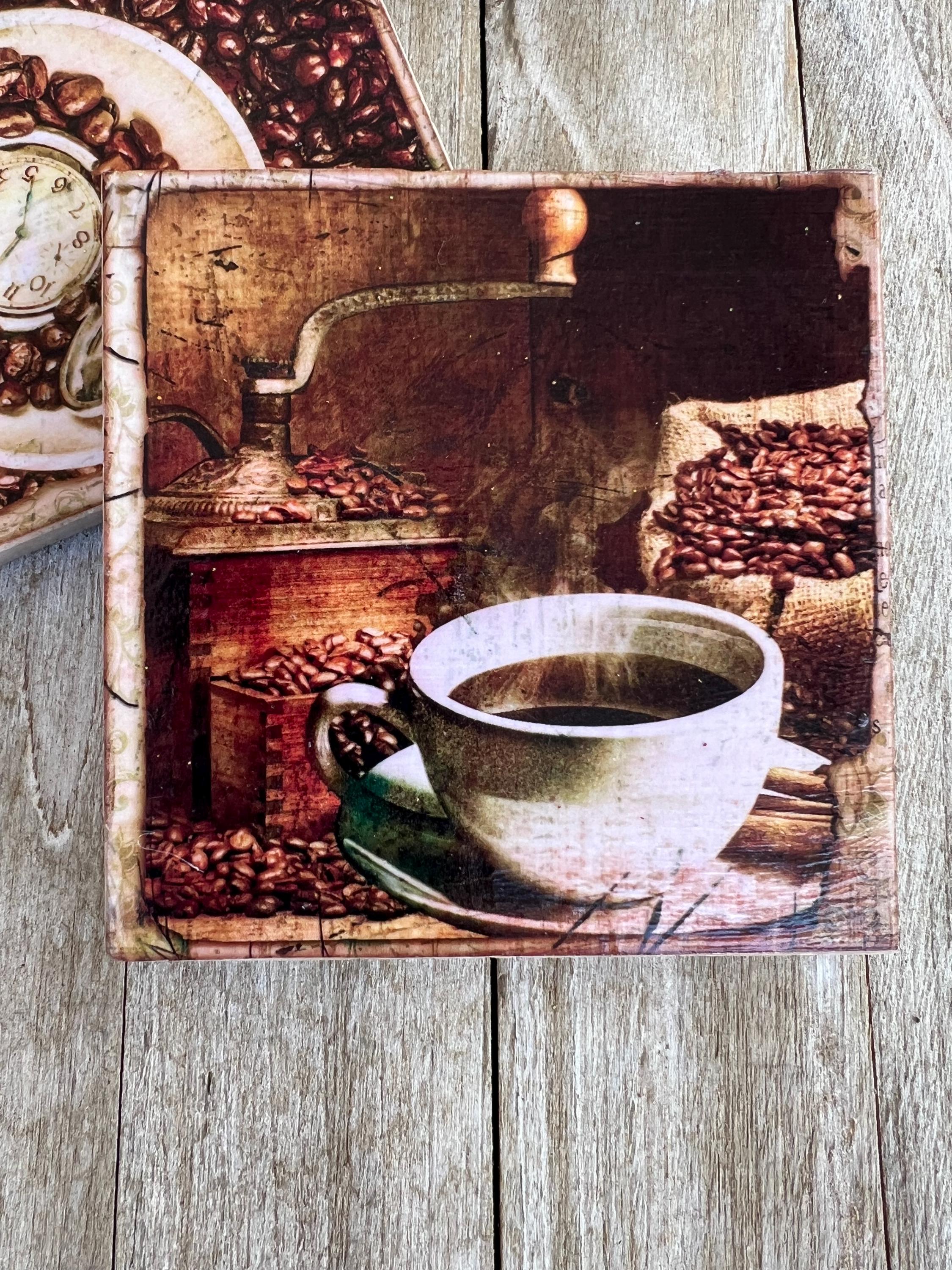 Natural Stone Coffee Themed Coasters, Coffee Coasters, Stone Coasters ...