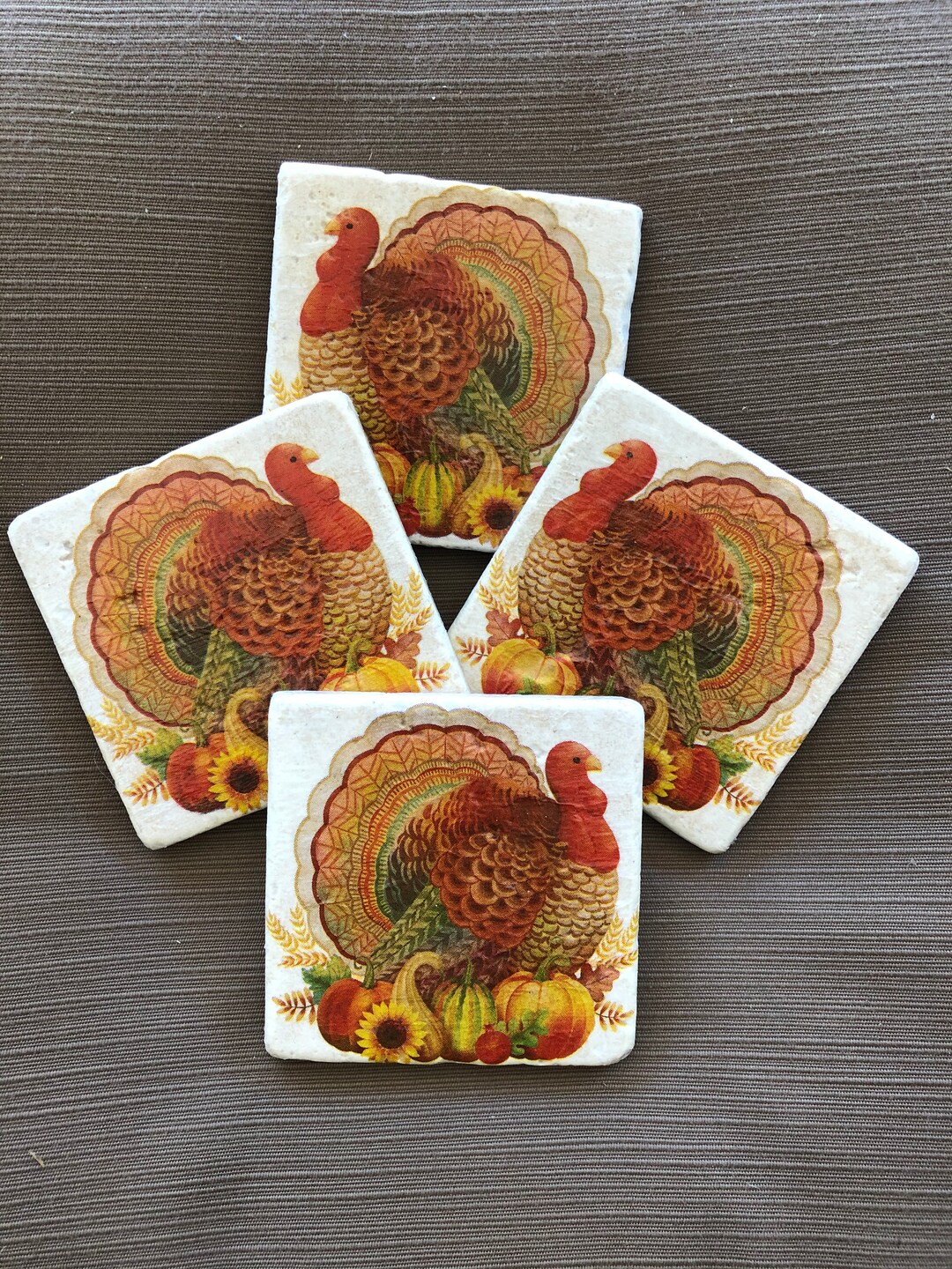 Natural Stone Turkey Coasters, Thanksgiving Coasters, Holiday Coasters ...