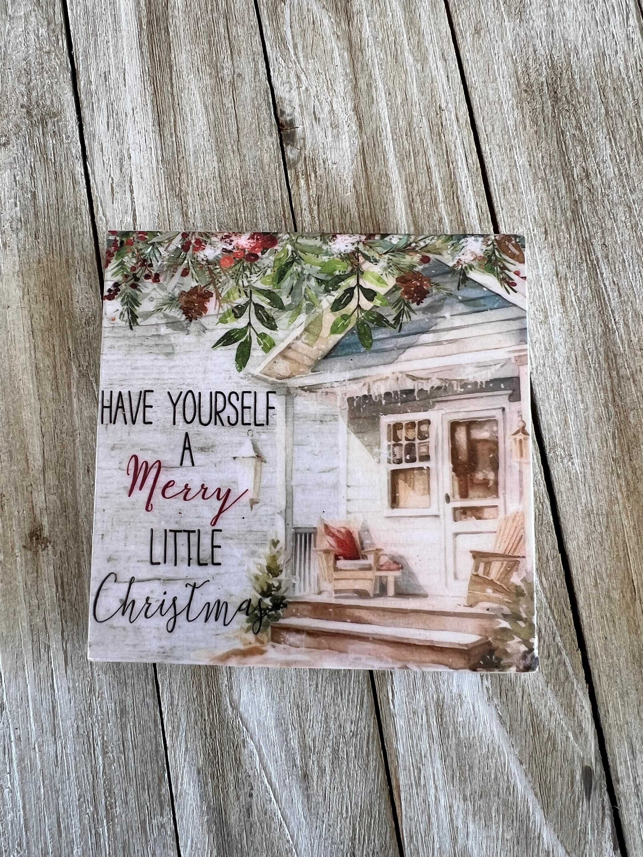Natural Stone Christmas Coasters, Snowman Coasters, Santa Coasters, Red ...