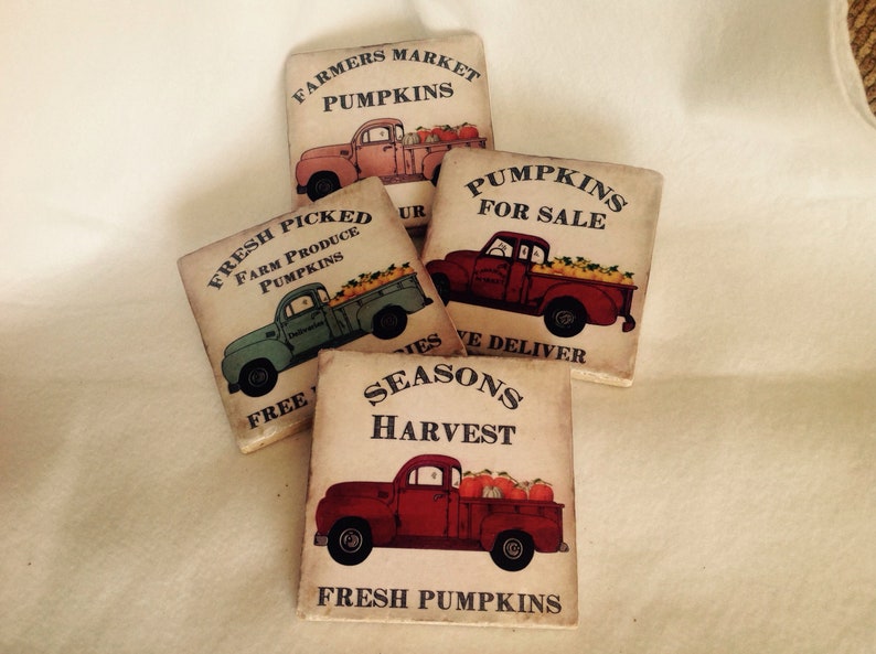 Set of Natural Stone Fall Coasters Beverage Coasters With | Etsy