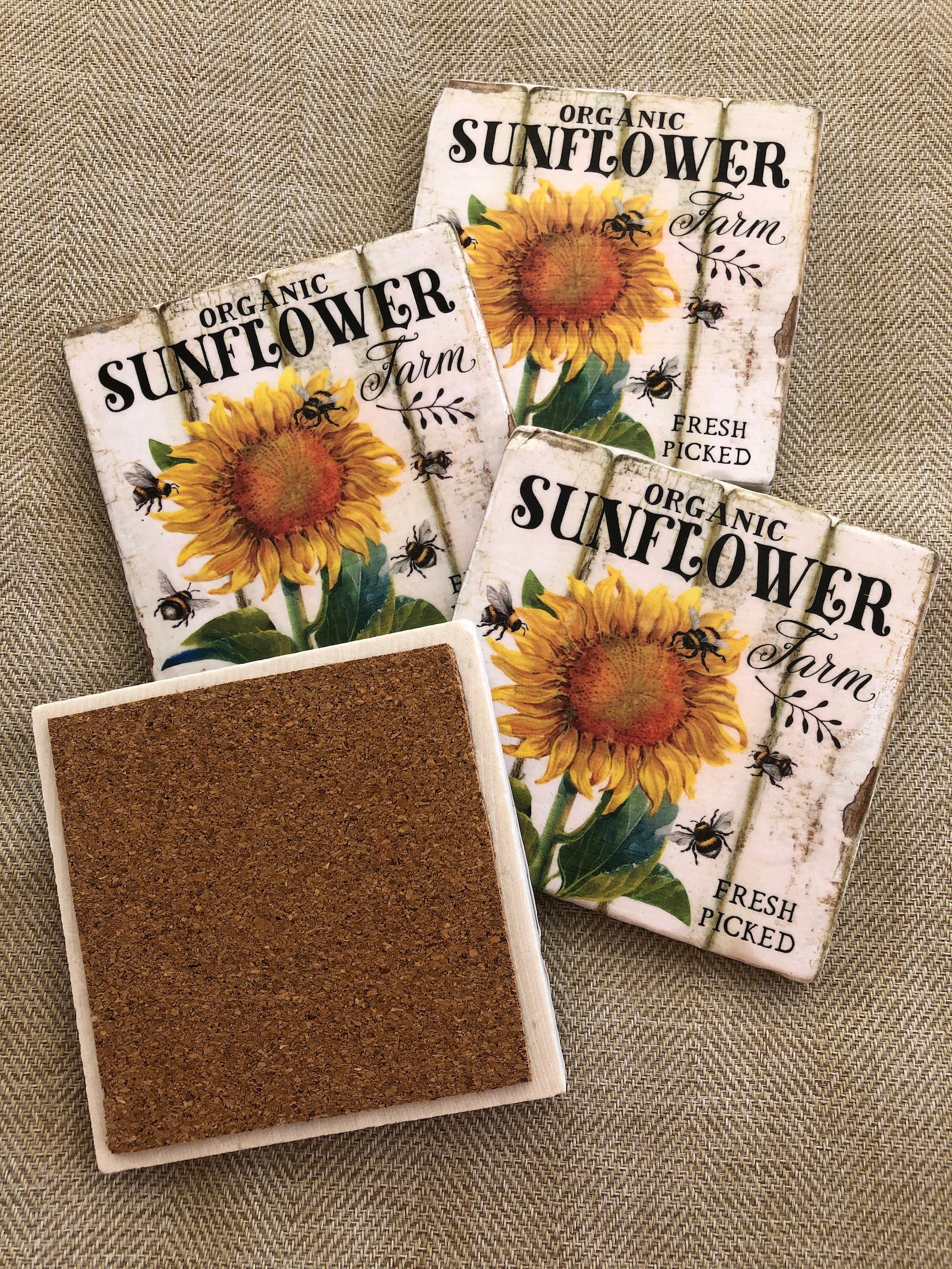 Sunflower Ceramic Tile Coasters Square Coasters Home Decor - Etsy