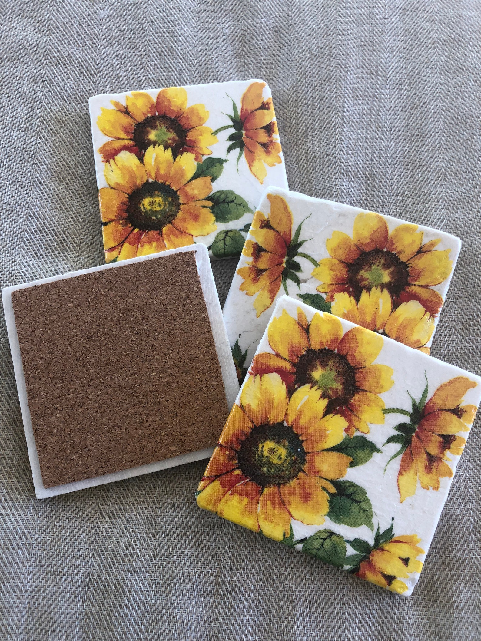 Sunflower Ceramic Tile Coasters Square Coasters Home Decor | Etsy