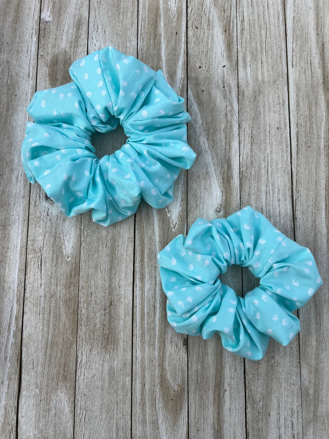 Turquoise Poka Dot Scrunchie, Scrunchie, Turquoise Scrunchy, Hair Tie ...