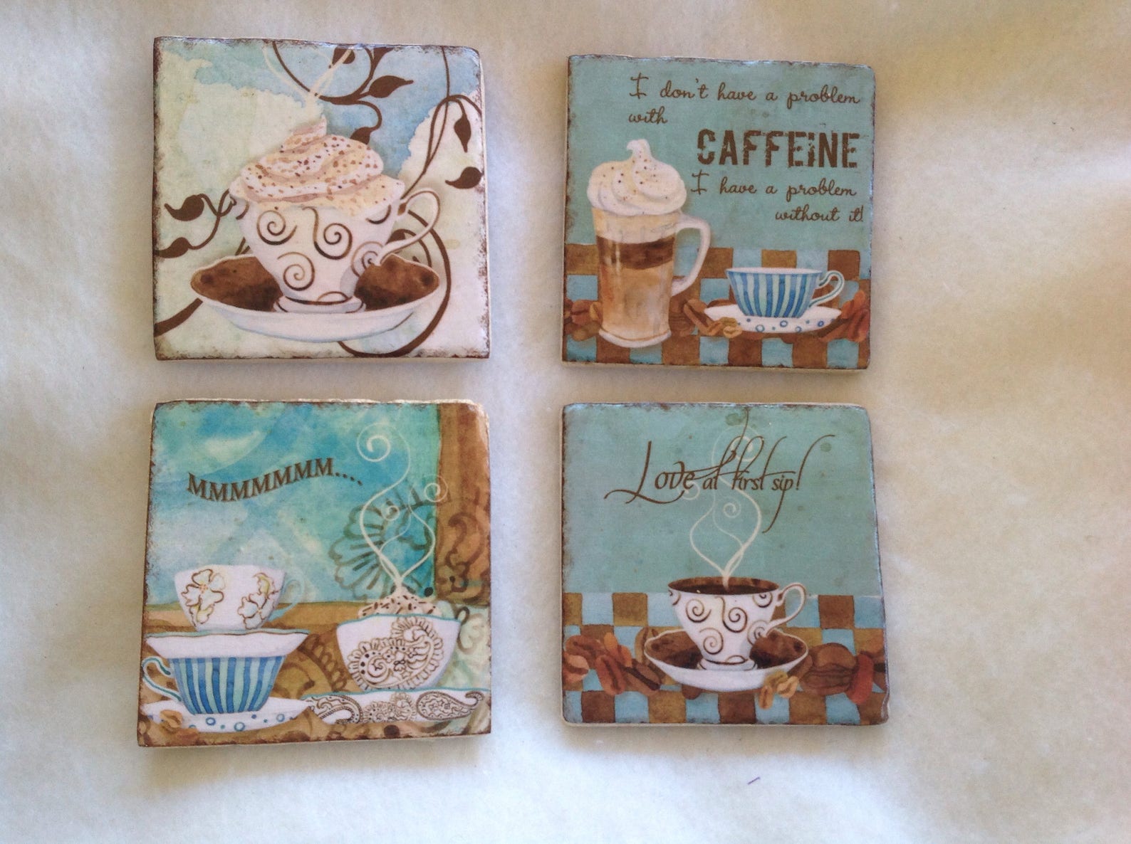 Natural Stone Coffee Themed Coasters Beverage Coasters | Etsy