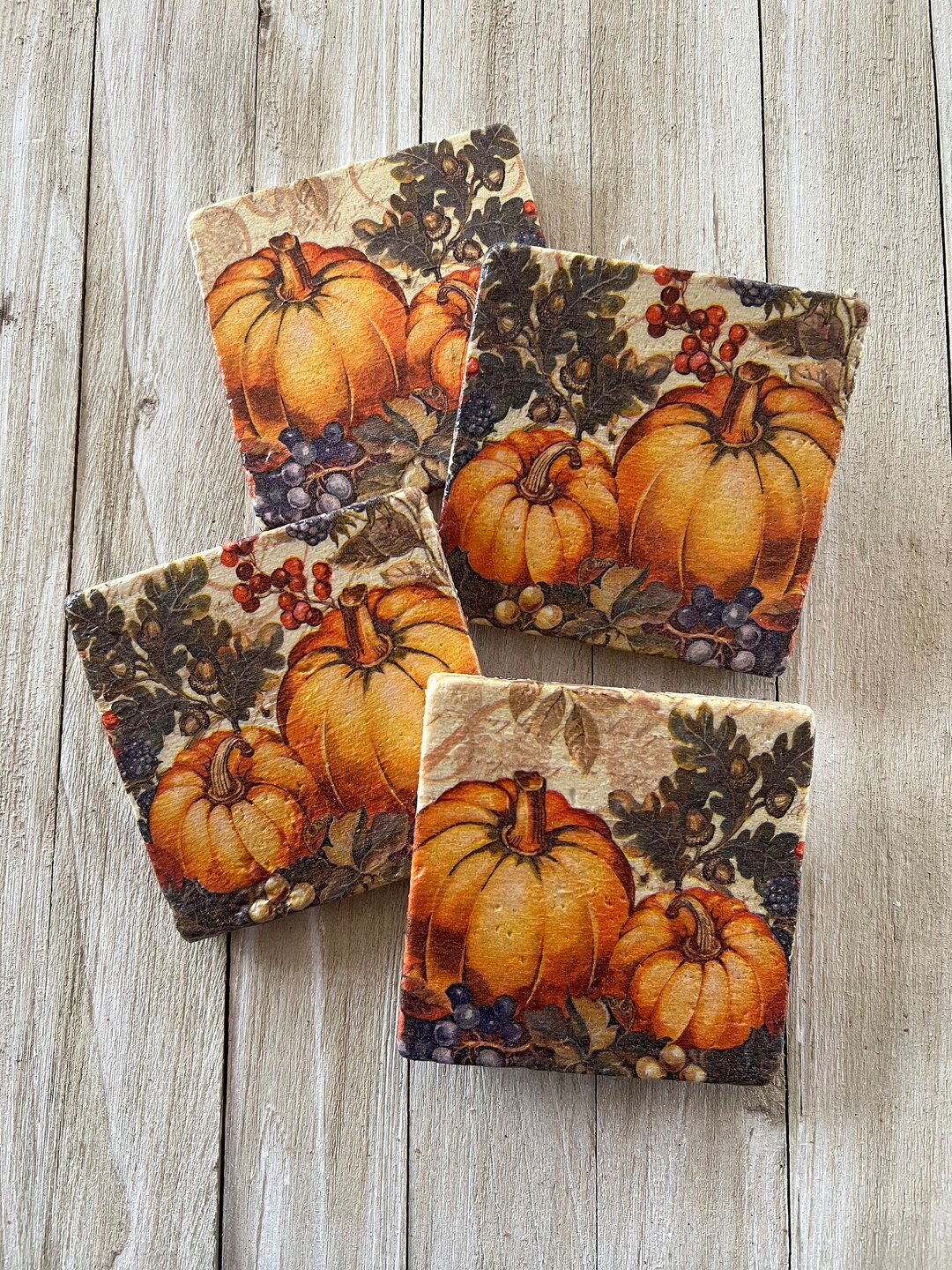 Natural Stone Pumpkin Coasters, Thanksgiving Coasters, Halloween ...
