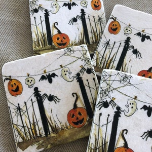 Natural Stone Halloween Coasters, Pumpkin Coasters, Ghost Coasters ...