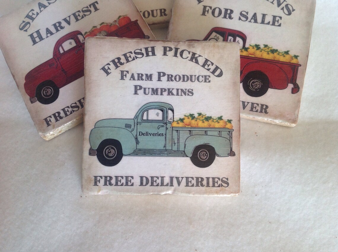 Set of Natural Stone Fall Coasters Beverage Coasters With | Etsy