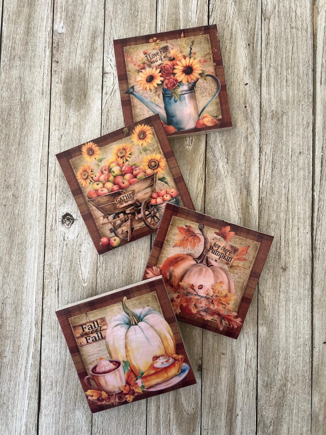 Natural Stone Autumn Themed Coasters, Pumpkin Coasters, Daisy Coasters ...
