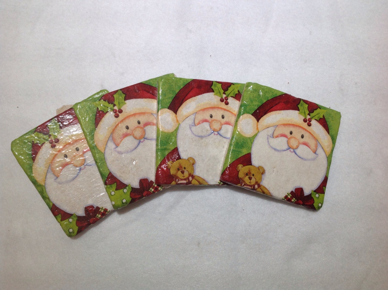 Natural Stone Santa Coasters Beverage Coasters Christmas - Etsy