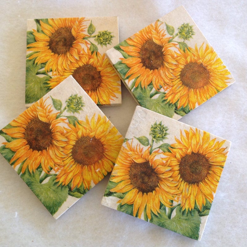 Sunflower Coasters - Etsy